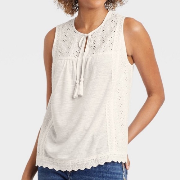 Knox Rose | Tops | Knox Rose Eyelet Lace Rib Knit Tank Top | Poshmark